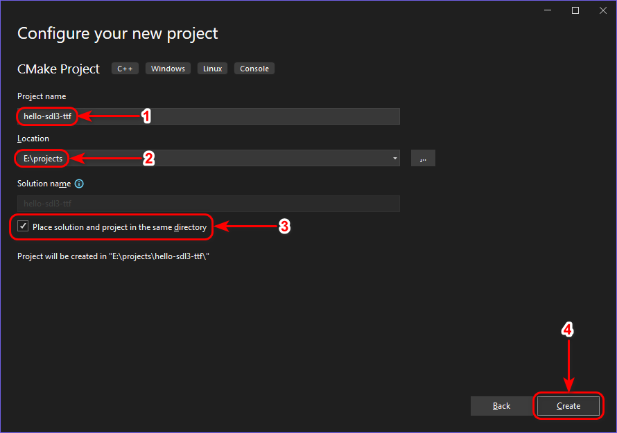Setting up SDL_ttf 3.1.1 in Visual Studio 2022 using CMake